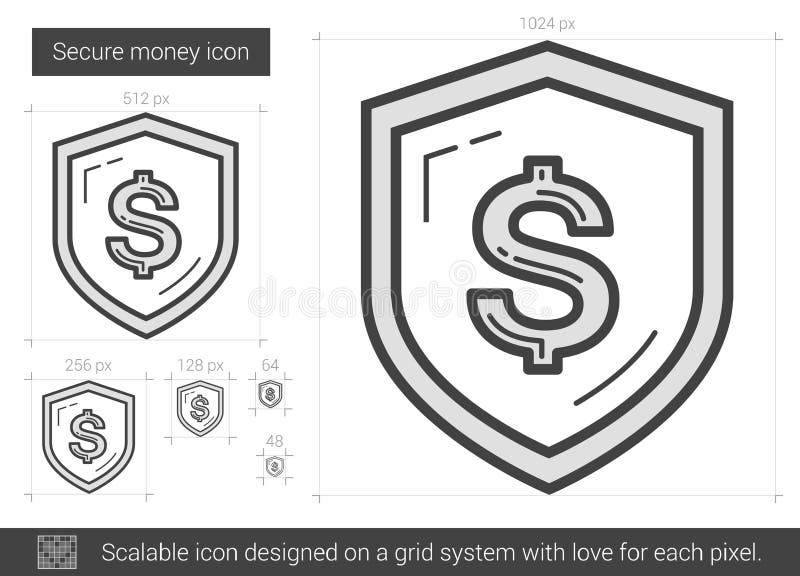 Secure money line icon. stock vector. Illustration of isolated - 83305380