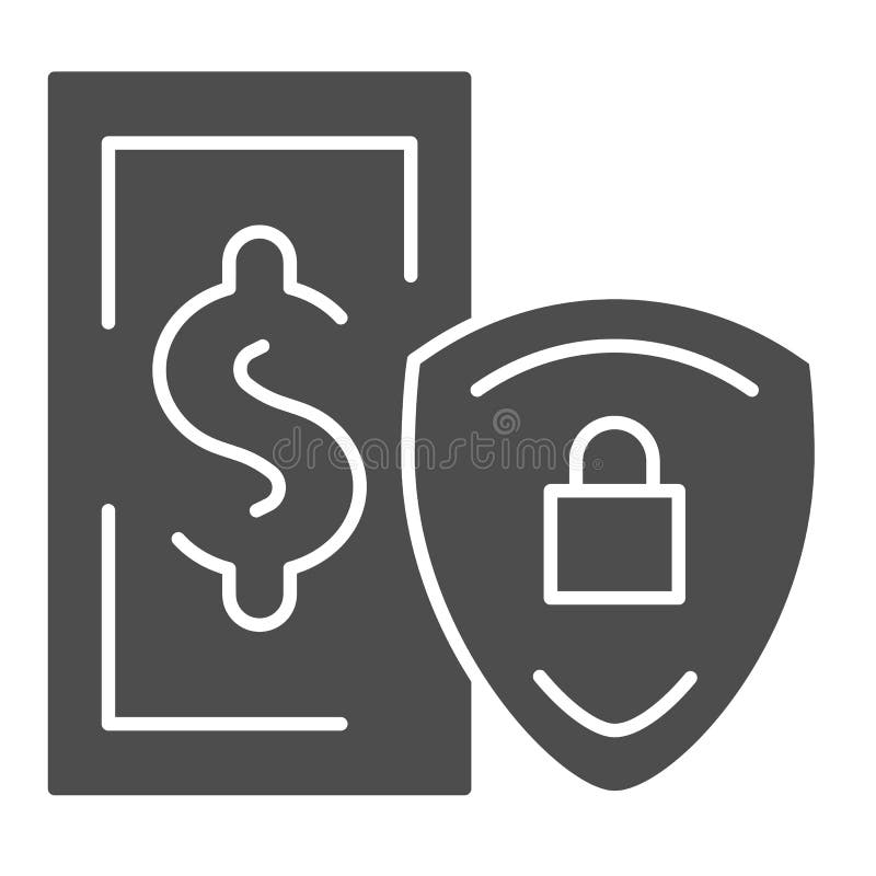 Secure Money Solid Icon. Banknote and Shield Vector Illustration ...