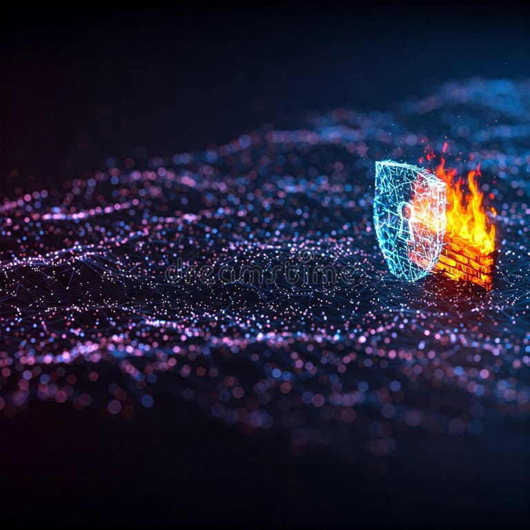 Secure Firewall Shield Network Cybersecurity Symbol - AI Stock ...