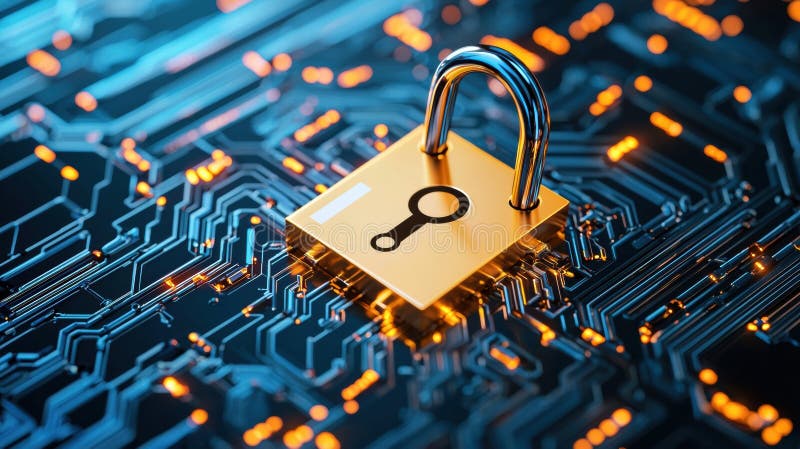 Secure Network with Encrypted Data and Padlock Symbolizing ...