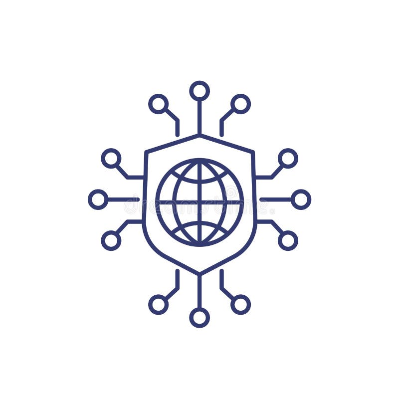 Secure Network, Online Security Line Icon Stock Vector - Illustration ...