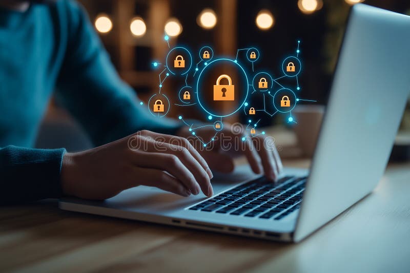 Cybersecurity Protection Secure Network Connection Represented Laptop ...