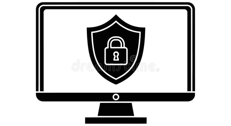 Secure Online Data Protection and Privacy Shield on Computer Screen - AI Generated Stock Vector ...