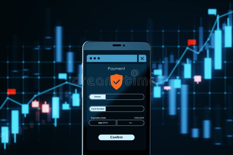 Secure Online Payment Interface on Smartphone with Financial Chart and ...