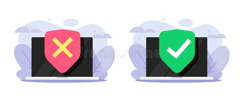 Secure Online Policy Status Icon on Laptop Computer Data Vector or Flat ...
