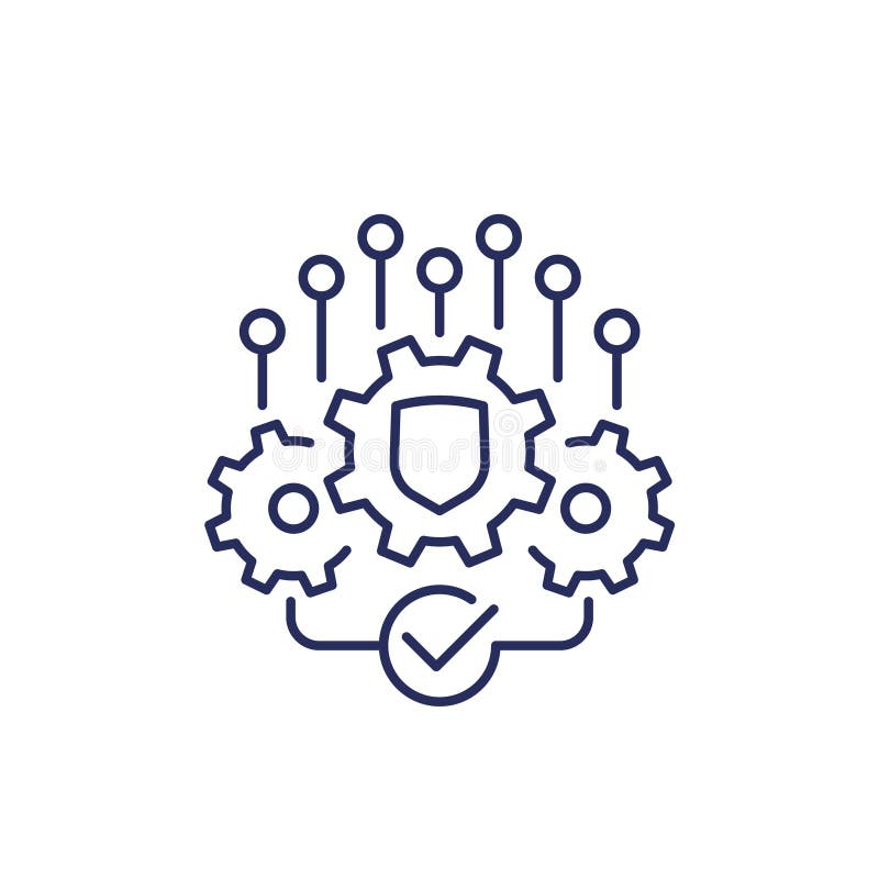 Secure Operations Line Icon on White Stock Vector - Illustration of ...