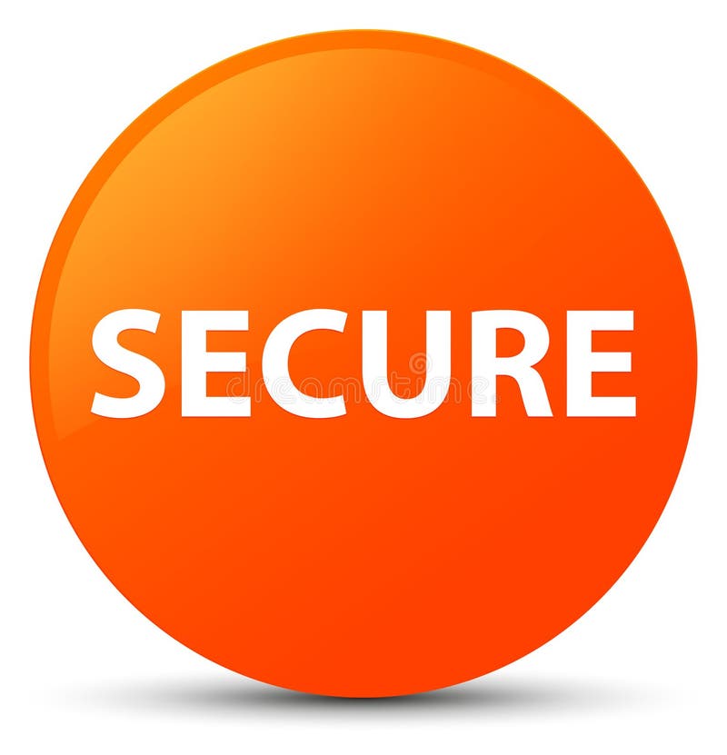 Secure orange round button stock illustration. Illustration of orange ...