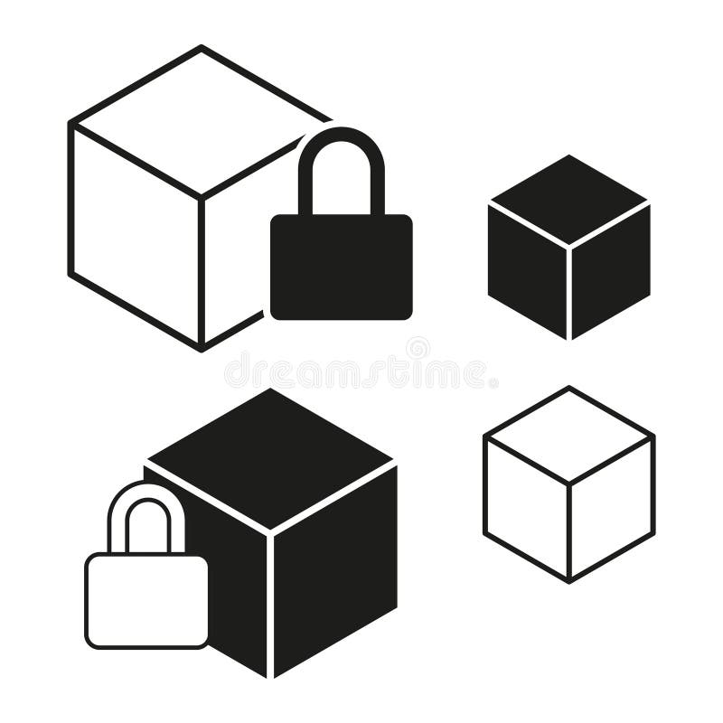 Secure Package Concept Vector Icons. Locked and Unlocked Box ...