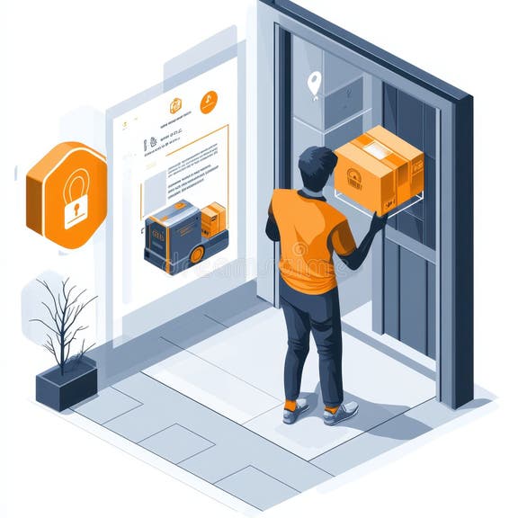 Secure Package Delivery Smart Locker System Stock Illustration ...
