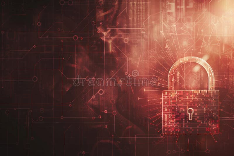 Secure Padlock on Digital Screen. Generative AI Stock Illustration ...