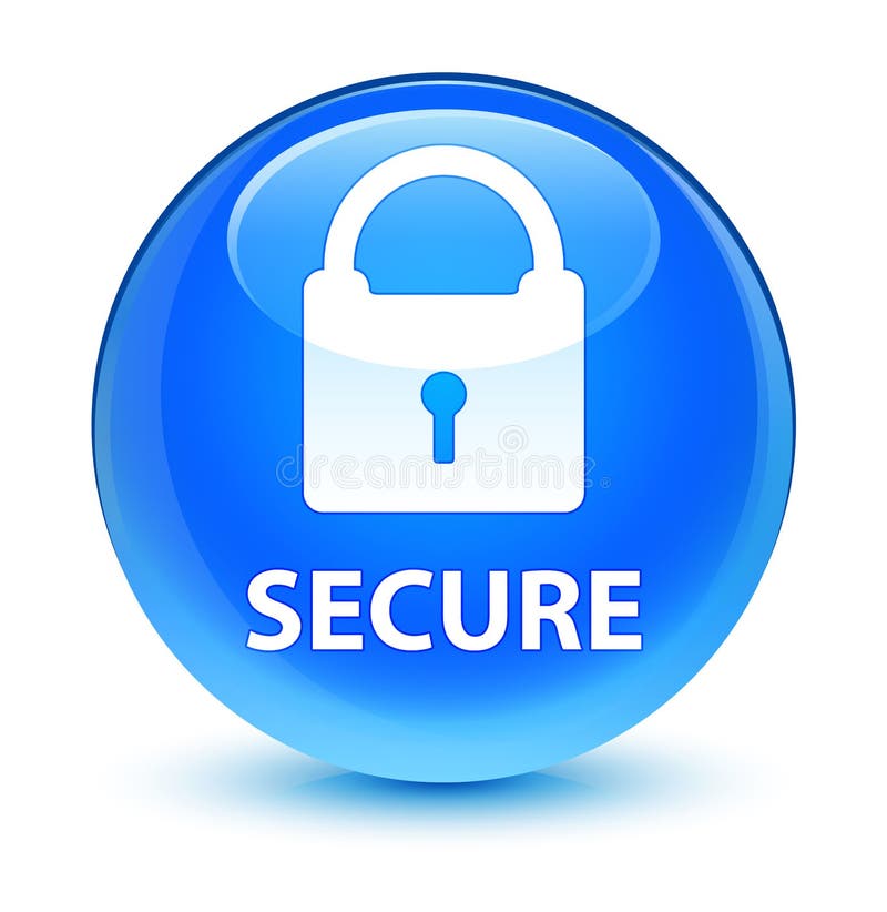 Secure (padlock Icon) Glassy Cyan Blue Round Button Stock Illustration ...