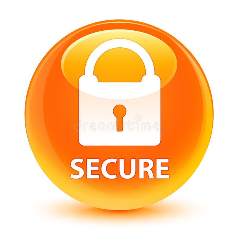 Secure (padlock Icon) Glassy Orange Round Button Stock Illustration ...