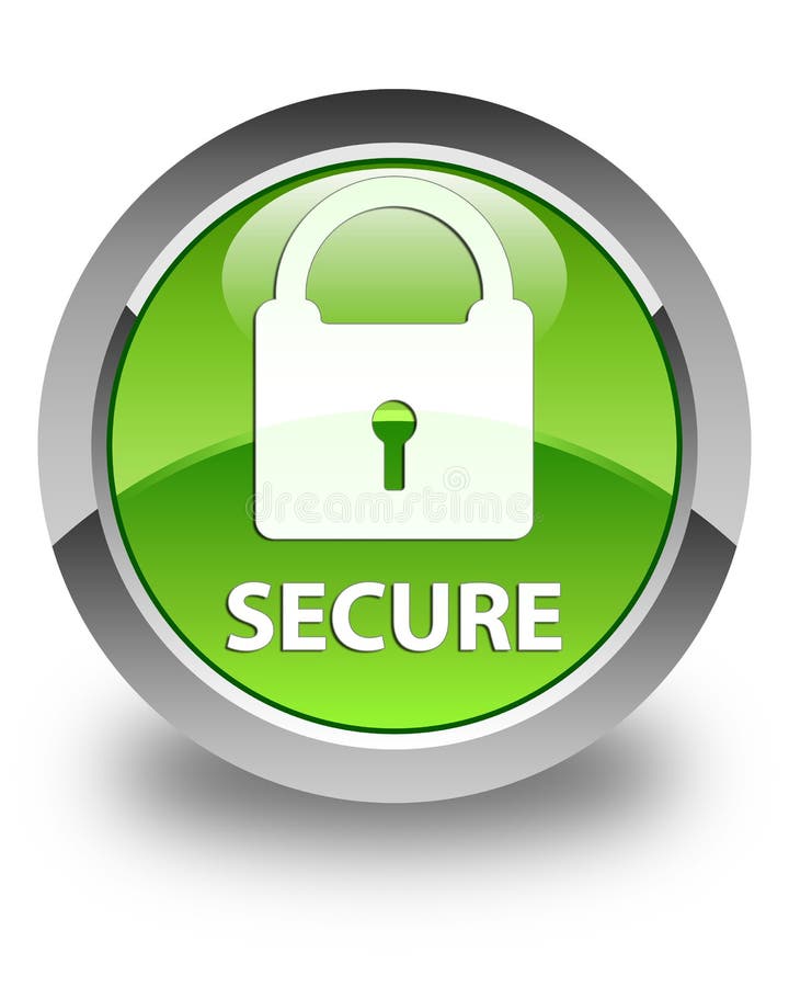 Secure (padlock Icon) Glossy Green Round Button Stock Illustration ...