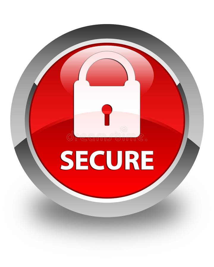 Secure (padlock Icon) Glossy Red Round Button Stock Illustration ...