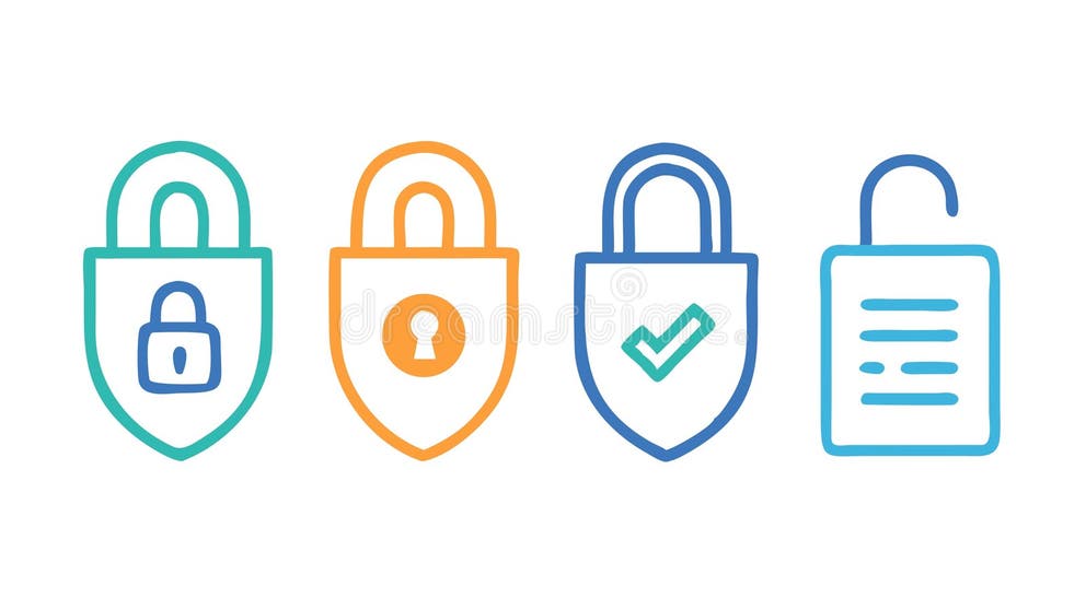 Secure Padlock Icons, Locked, Unlocked, and Checked Status, Vector ...