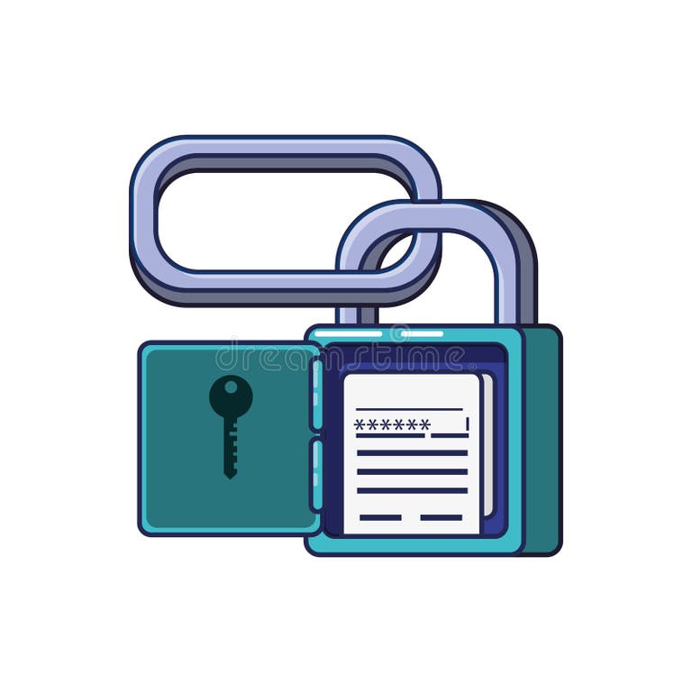 Secure Padlock Open with Chain and Password Stock Vector - Illustration ...
