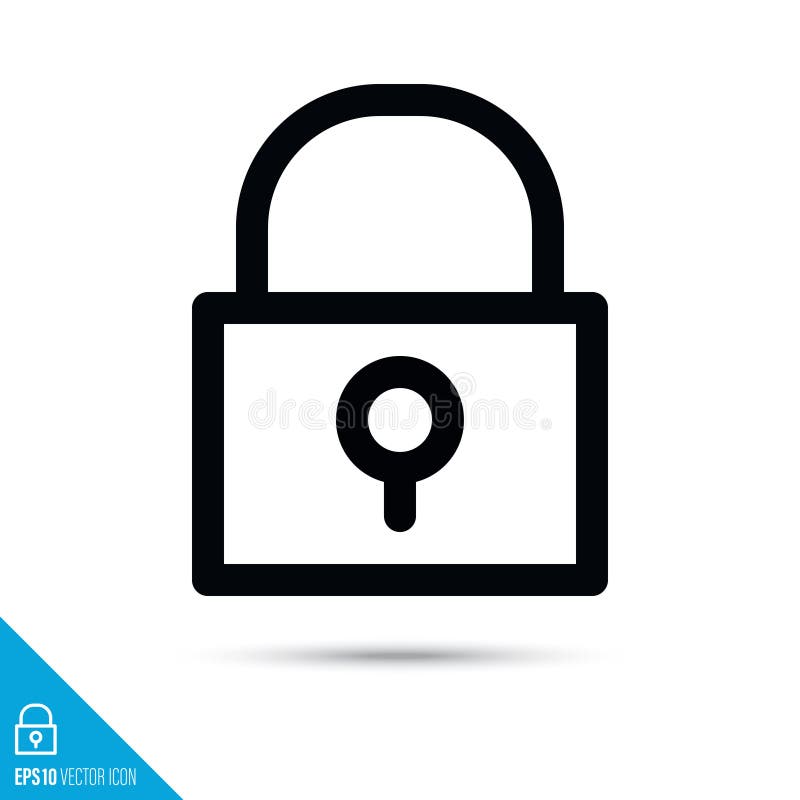 Secure Padlock UI Symbol Vector Line Icon Stock Vector - Illustration ...