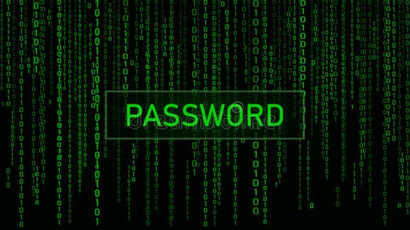 Secure Password Cyber Attack Hacking Digital Background Green Matrix