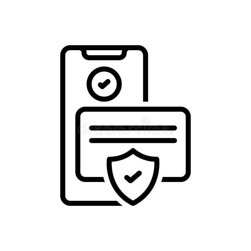 Black Line Icon for Secure Payment, Secure and Card Stock Vector ...