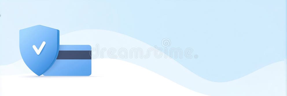 Secure Payment Method with Credit Card and Shield Symbol on Soft Blue ...