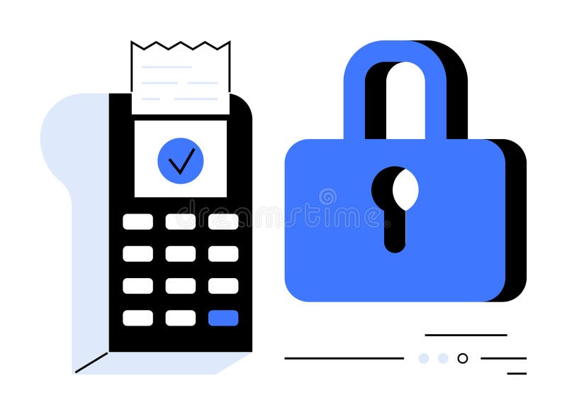 Secure Payment Processing with POS Terminal and Lock Symbol for Data ...