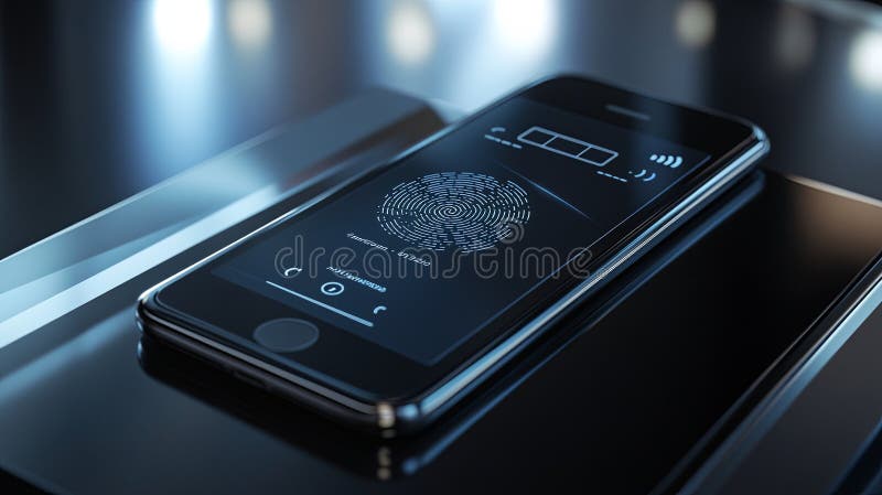 Secure Payment System Interface Smartphone Fingerprint Stock Photos ...