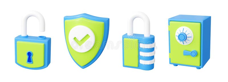Secure and Personal Data and Earnings Safety 3d Render Set - Protecting ... Secure and Personal Data and Earnings Safety 3d Render Set - Protecting ...