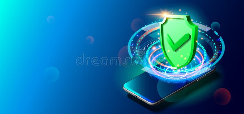 Secure Privacy Data in Internet. Cell Phone on Colorful Background ...