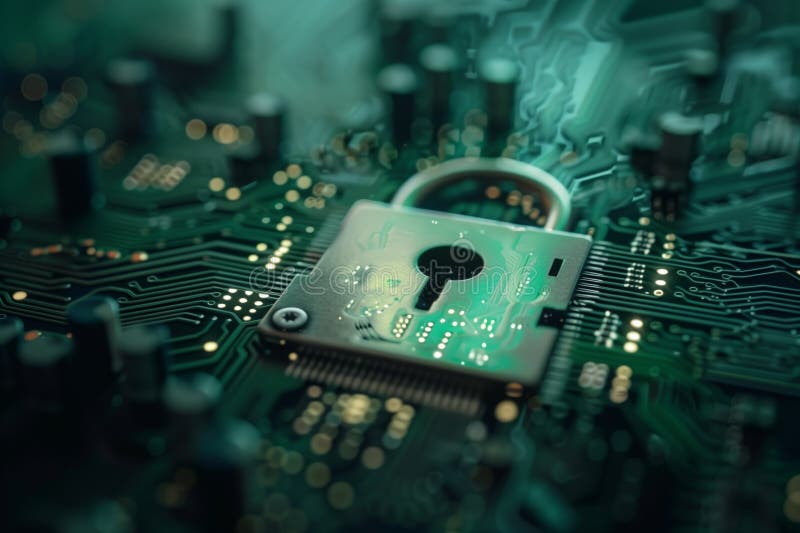 Secure Processor Chip with Keyhole Symbol Stock Image - Image of ...