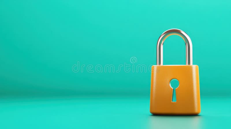 Secure and Protected, a Bright Yellow Padlock on Vibrant Green ...