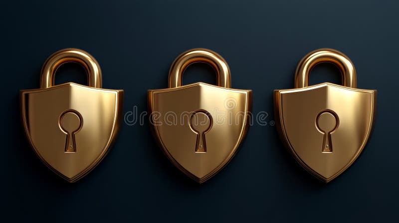 A Secure Protection Theme Incorporating a Golden Shield and Padlock ...