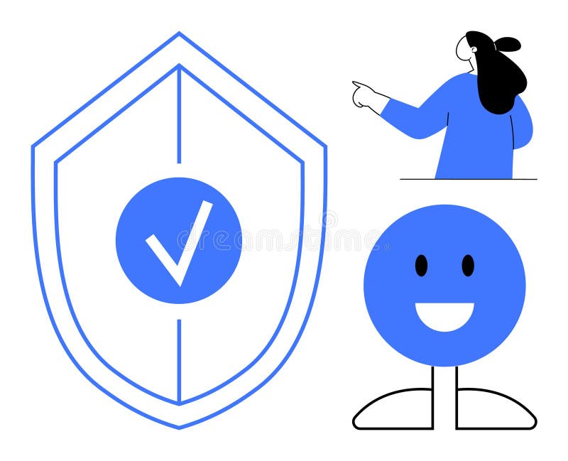Secure Protection and User Satisfaction Concept with Checkmark, Person ...
