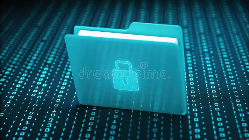 Secure Report Folder with Padlock and Privacy Label Glowing in Digital ...