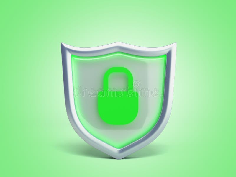 Secure Resource Concept Safety Sign 3d Render on Green Gradient Stock ...