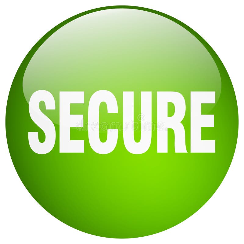 Secure green round button stock illustration. Illustration of security ...
