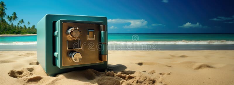 Secure Safe Nestled on Sandy Beach, a Unique Concept Stock Image ...