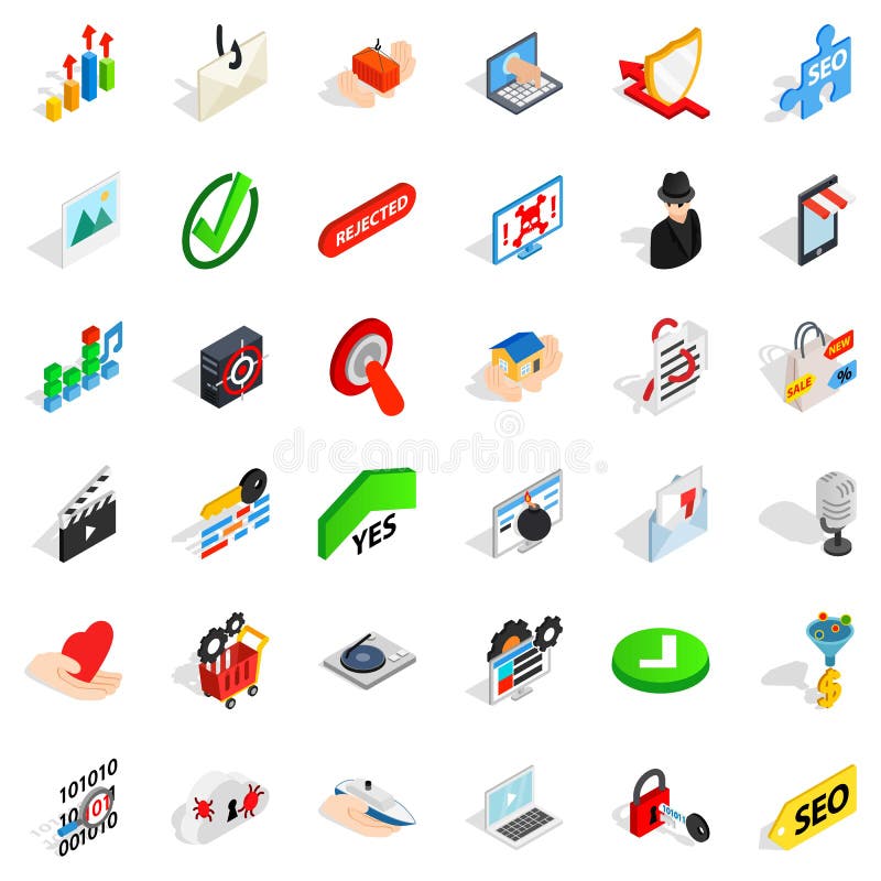 Secure Safety Icons Set, Isometric Style Stock Vector - Illustration of ...