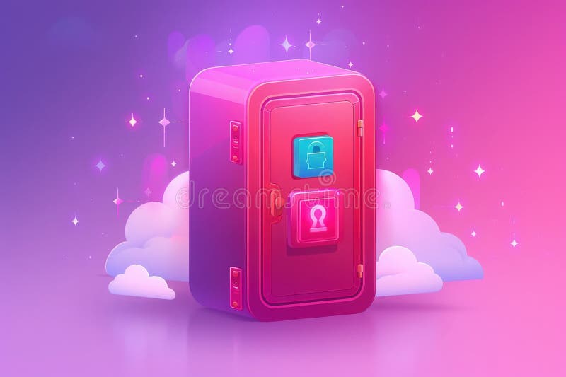Secure Data Vault in the Cloud Stock Illustration - Illustration of ...