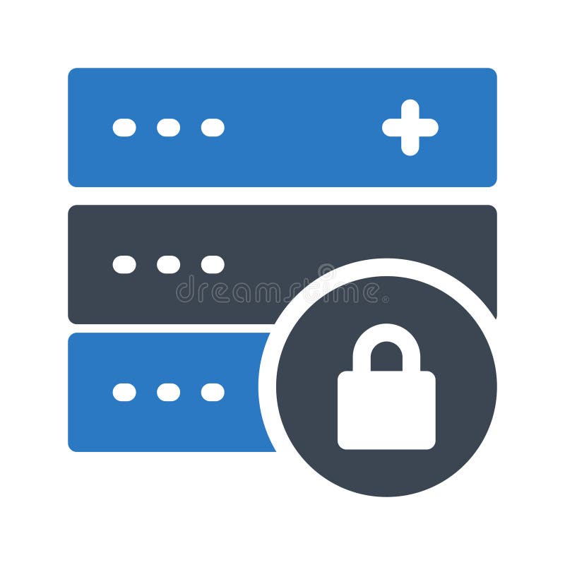 Secure Server Glyph Color Flat Vector Icon Stock Vector - Illustration ...