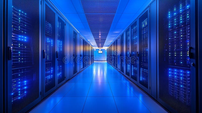 Secure Server Room Data Center with Advanced LED Illumination Stock ...