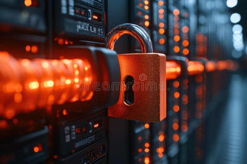 Secure Server Room with Locked Access Stock Image - Image of security ...