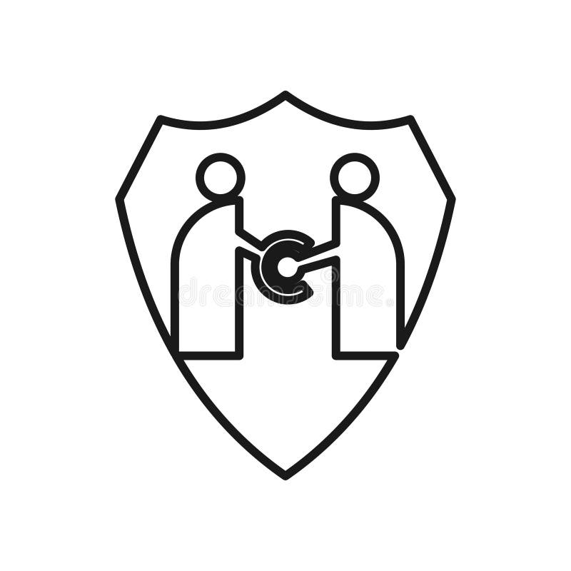 Secure Shield Commitment Teamwork Together Outline Logo Stock Vector ...