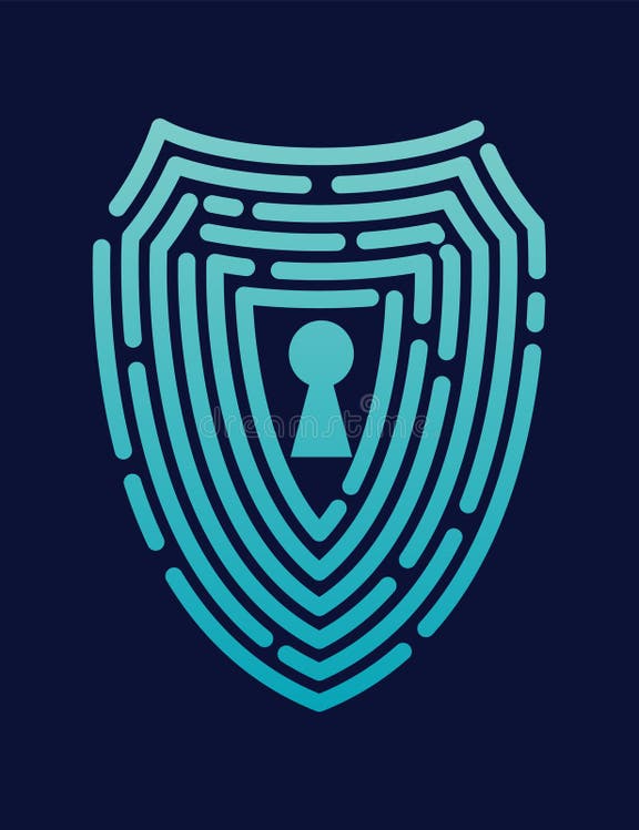 Secure Shield Fingerprint. Scan Fingerprint, Security or Identification ...