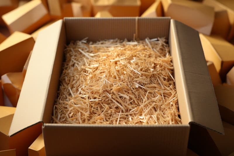 Secure Shipping Open Corrugated Box with Sawdust, Ready for ...