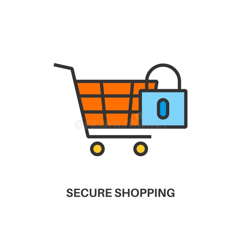 Secure shopping icon stock vector. Illustration of money - 89454515