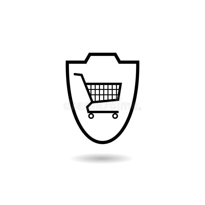 Secure Shopping Logo with Shadow Stock Vector - Illustration of icon ...