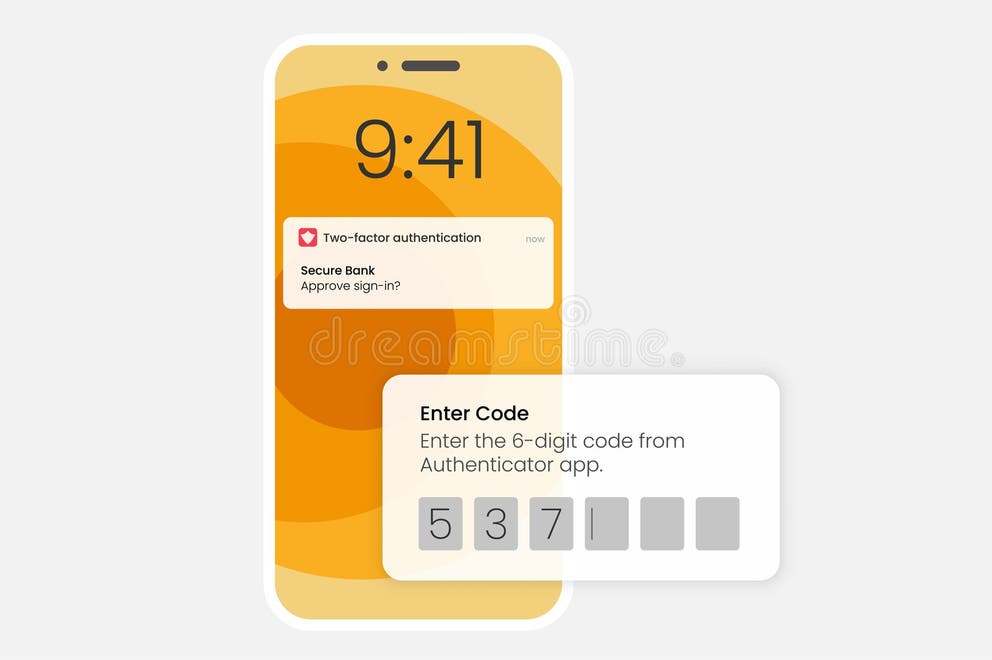Secure Sign-in with 2-Factor Authentication on Mobile UI Template Stock ...