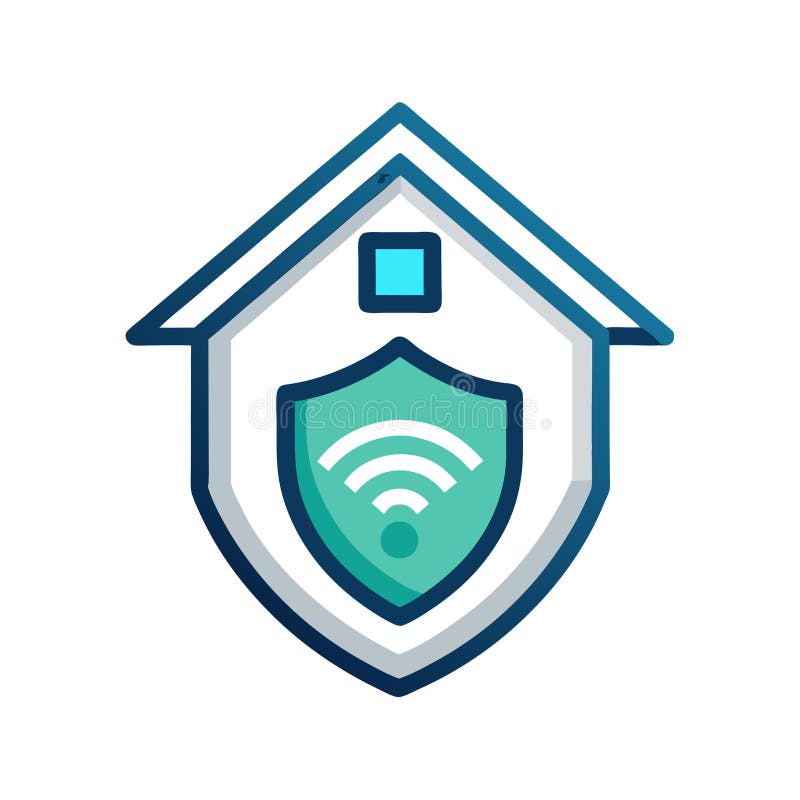 Secure Smart Home: House, Shield, and WiFi Icon for Security Systems ...