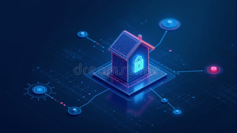 Secure Smart Home, Technology Concept Stock Illustration - Illustration ...