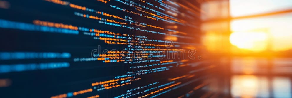 Secure Software Development Abstract Code on Computer Screen with Light ...